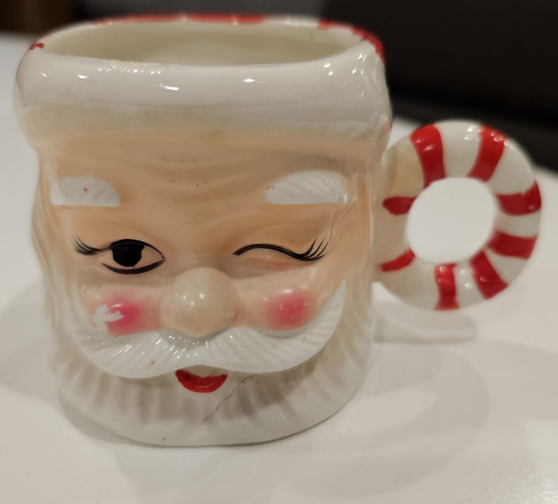 Mid Century Winking Santa Mug With Candy Cane Handle - Etsy