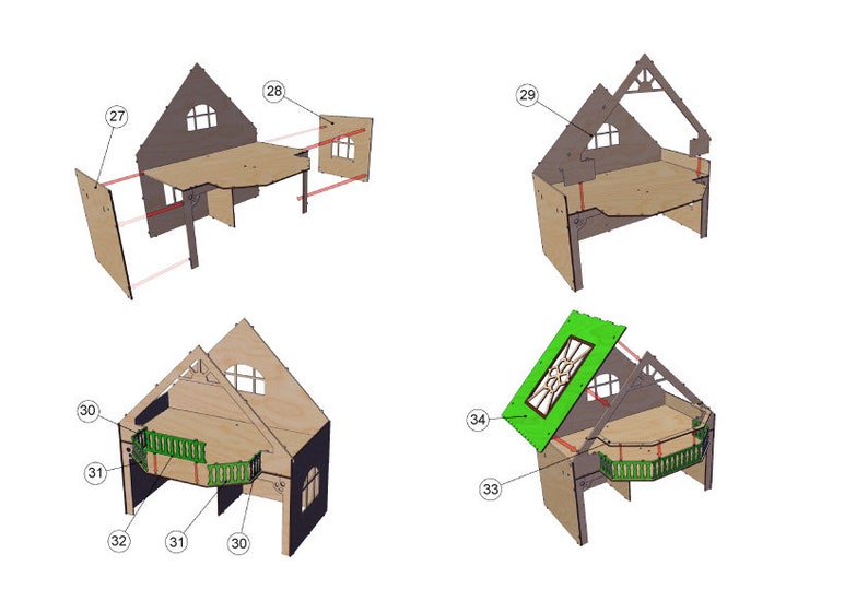 Doll House Dxf File for Laser CNC SVG Plan Laser Cut File Digital Files ...