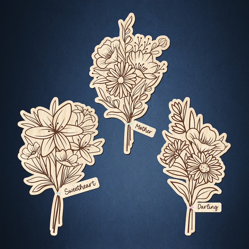 Flower Bouquet Laser Cut Dxf File for Laser Flowers for Mom Glowforge ...