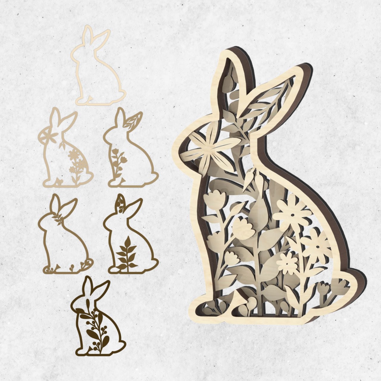 Ostern Laser Cut Dateien Hase SVG Blumen Bunny Multilayer Digital ...