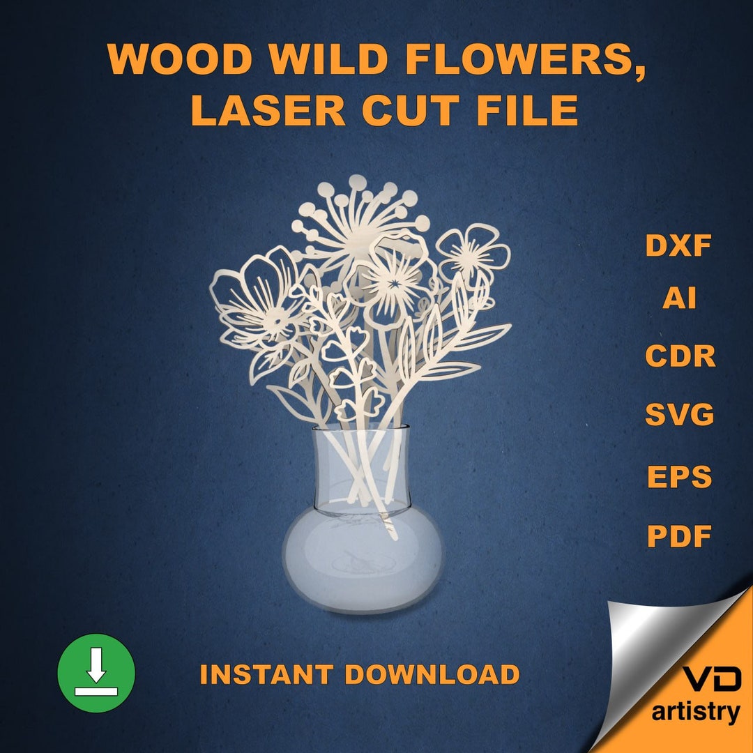 Wildflower Laser Cut Dxf File for Laser Wildflowers SVG Bundle Mothers ...
