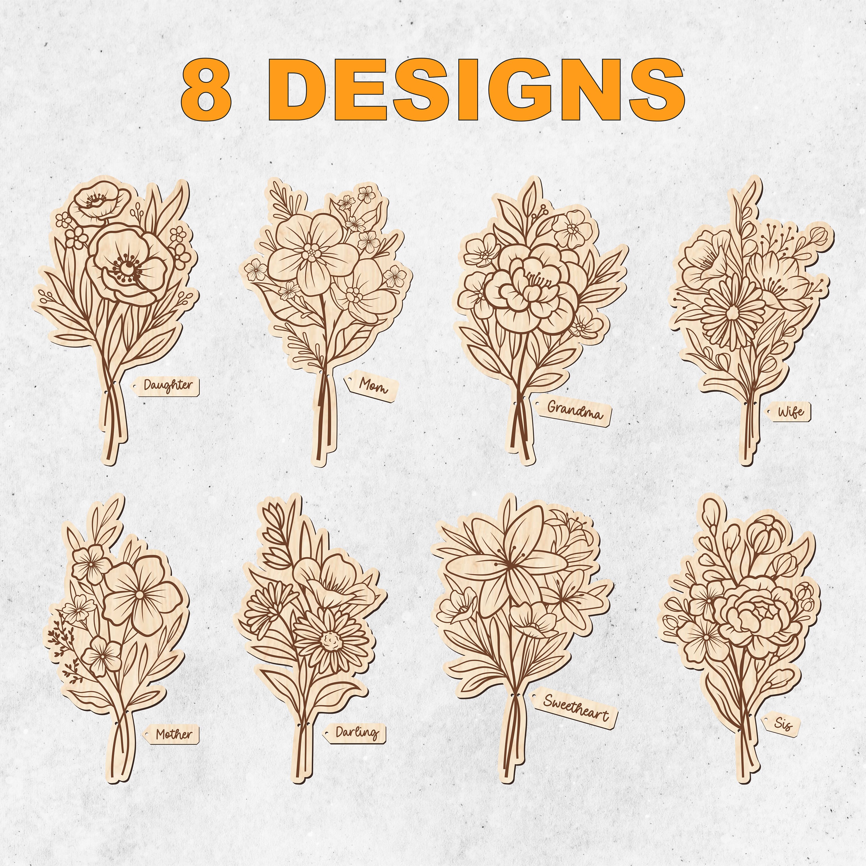Flower Bouquet Laser Cut Dxf File for Laser Flowers for Mom Glowforge ...