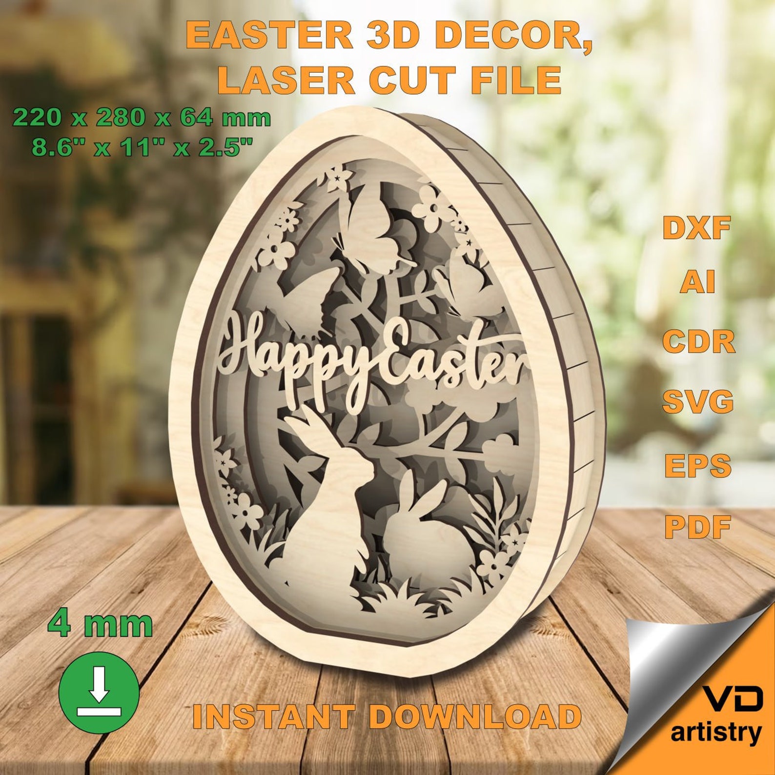 Easter Rabbit and Dxf Easter Svg Plywood Digital Download Easter Dxf ...