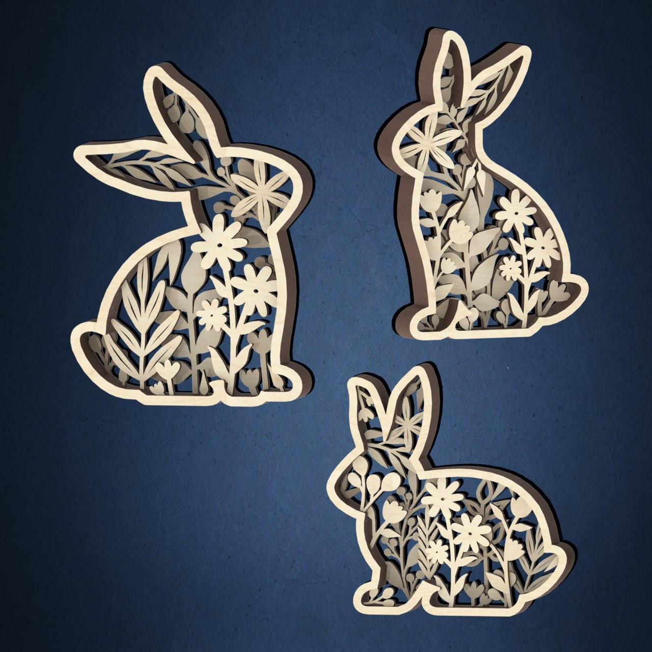 Ostern Laser Cut Dateien Hase SVG Blumen Bunny Multilayer Digital ...