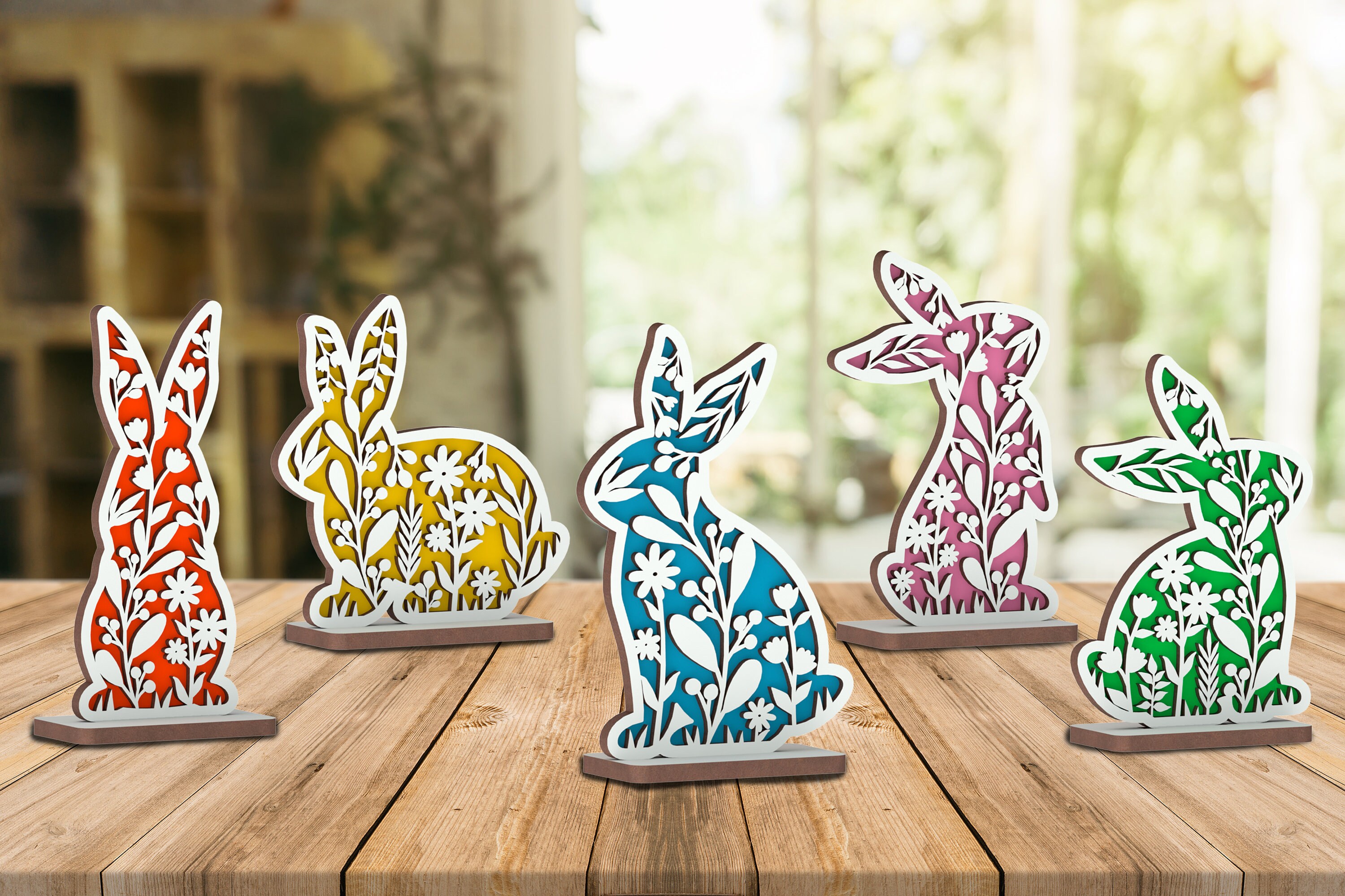 Easter Laser Cut Files Rabbits SVG Easter Bunny Laser Cut Floral Bunny ...