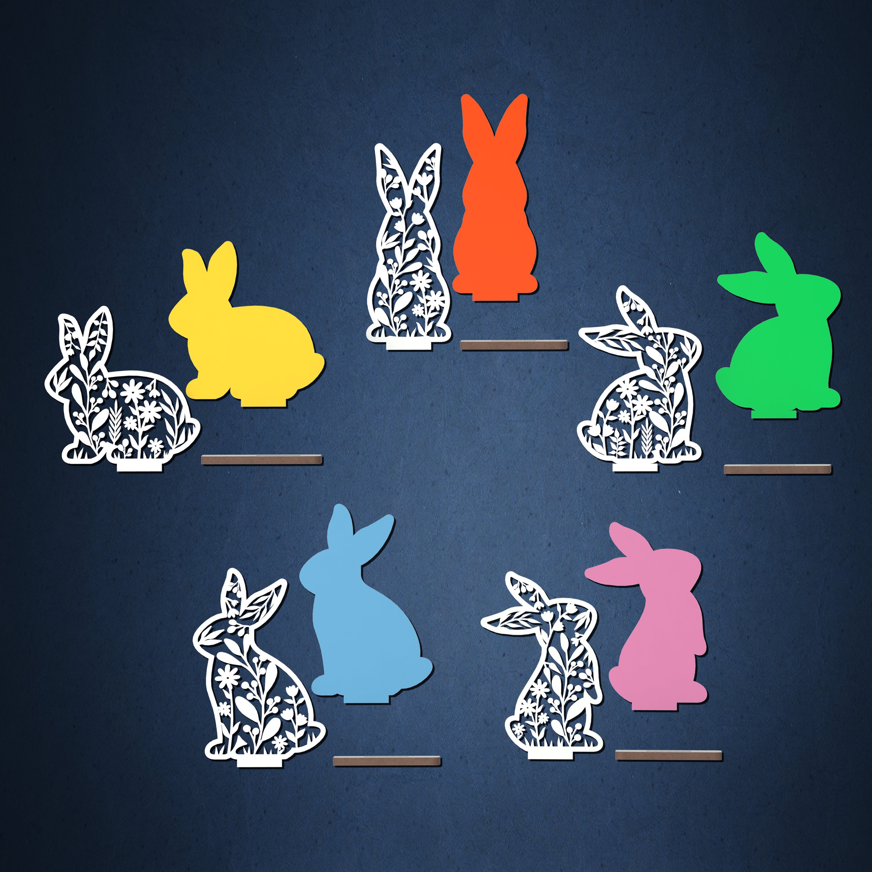 Easter Laser Cut Files Rabbits SVG Easter Bunny Laser Cut Floral Bunny ...