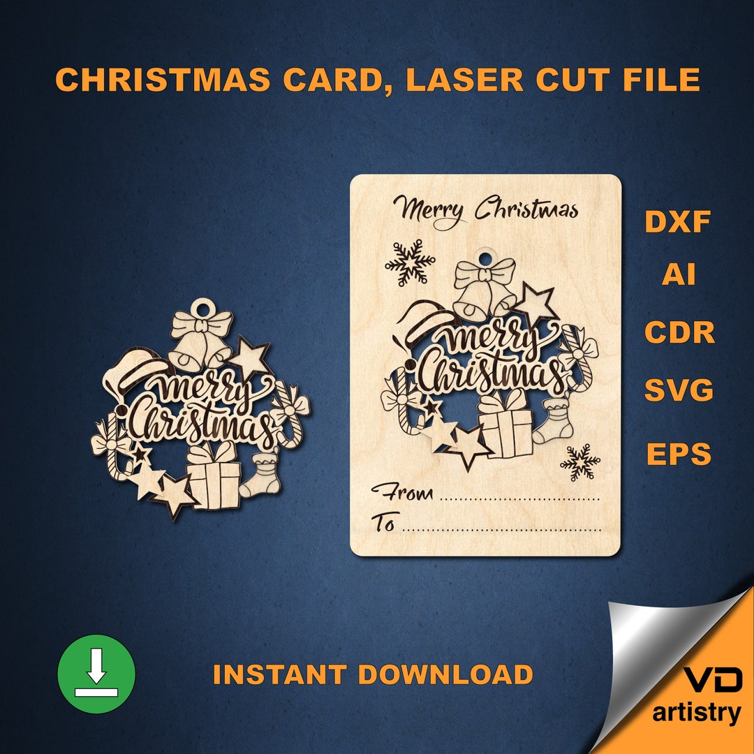 Christmas Card SVG Laser Cut File Laser Cut File Christmas Gift SVG ...