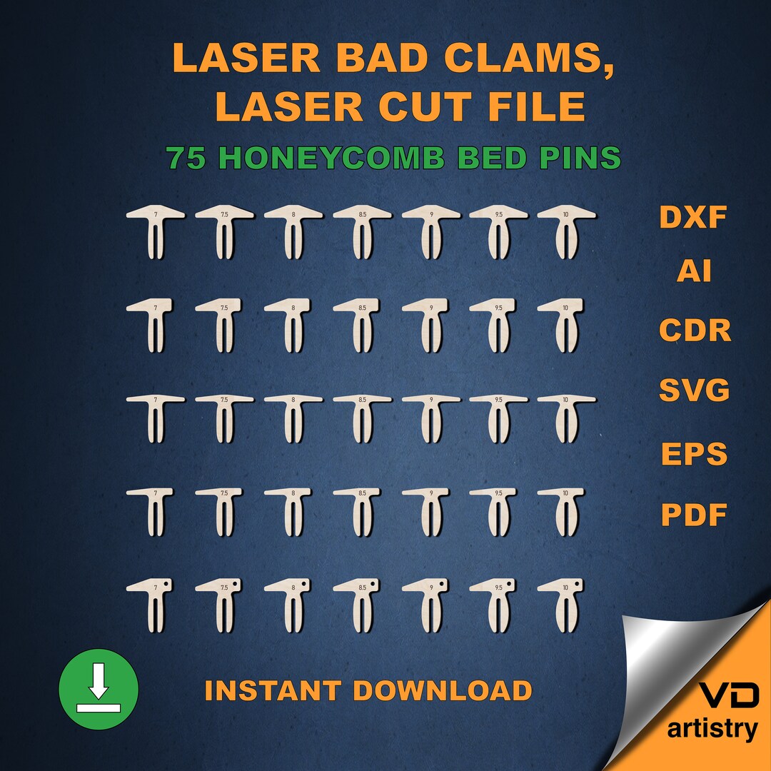 Laser Cut Pins Honeycomb Bed Pin Dxf File for Laser Crumb Tray Pins Svg Tray Peg Glowforge ...