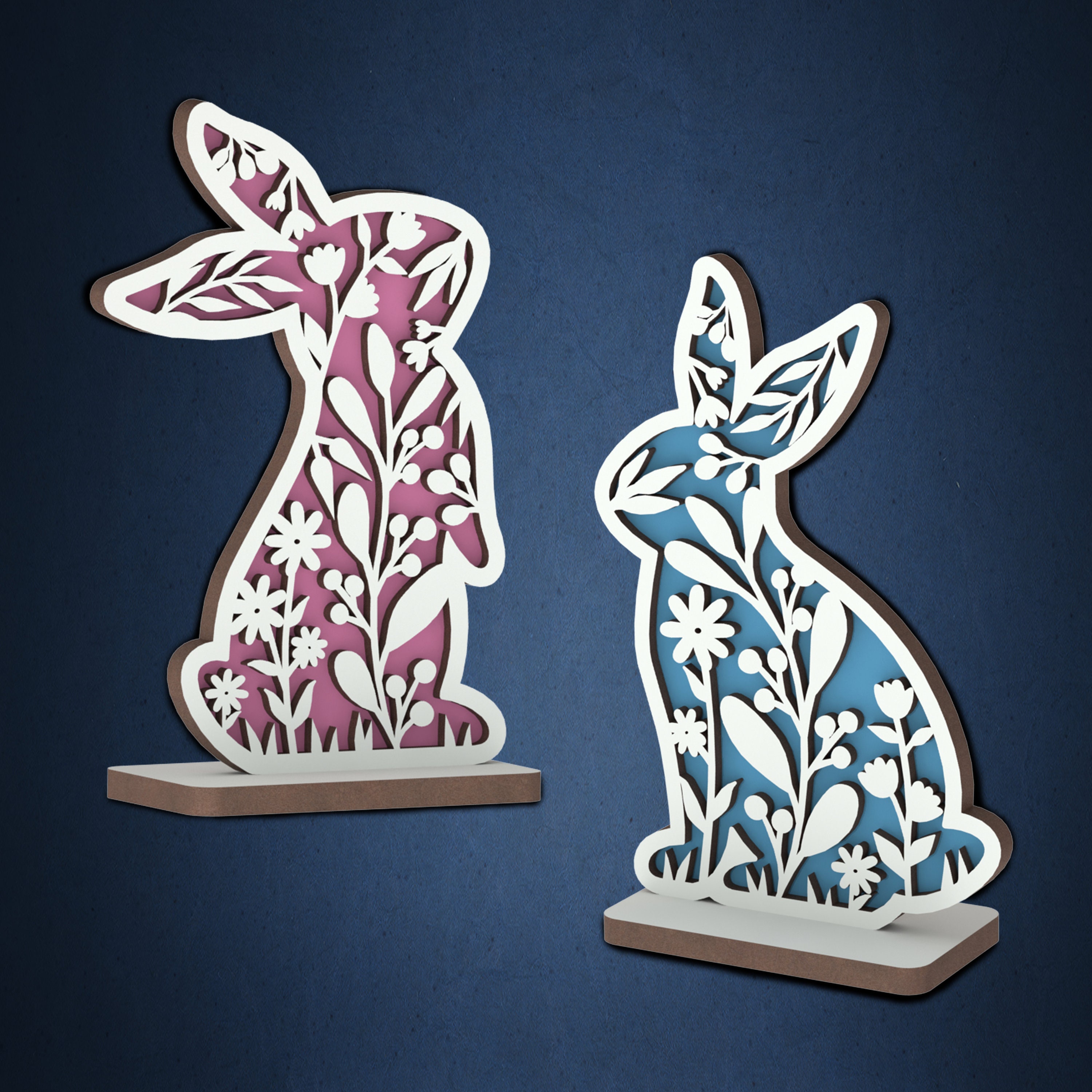 Easter Laser Cut Files Rabbits SVG Easter Bunny Laser Cut Floral Bunny ...