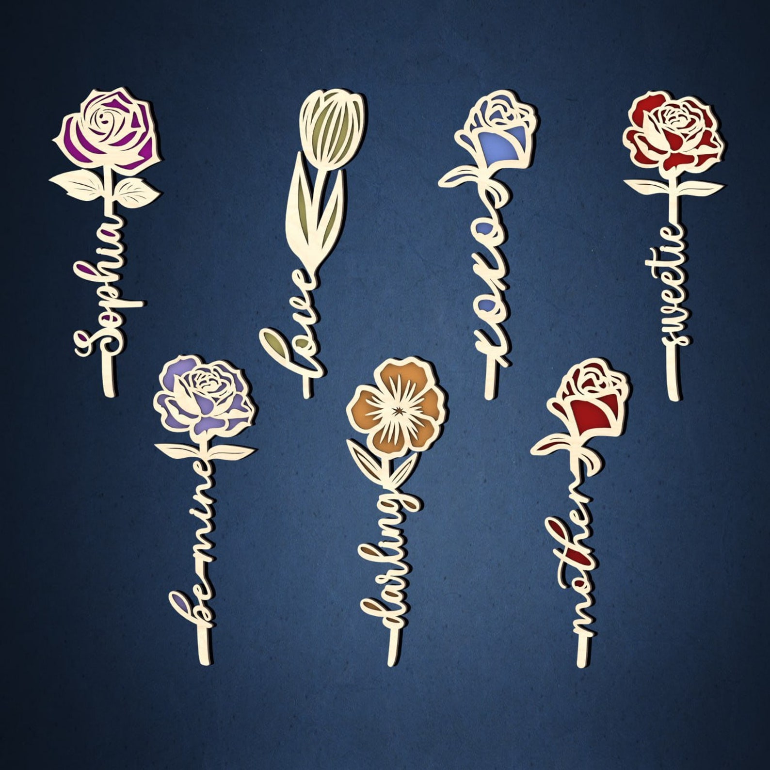 Two Layered Flower's Laser Cut Svg Files Customized Rose Laser Cut File ...