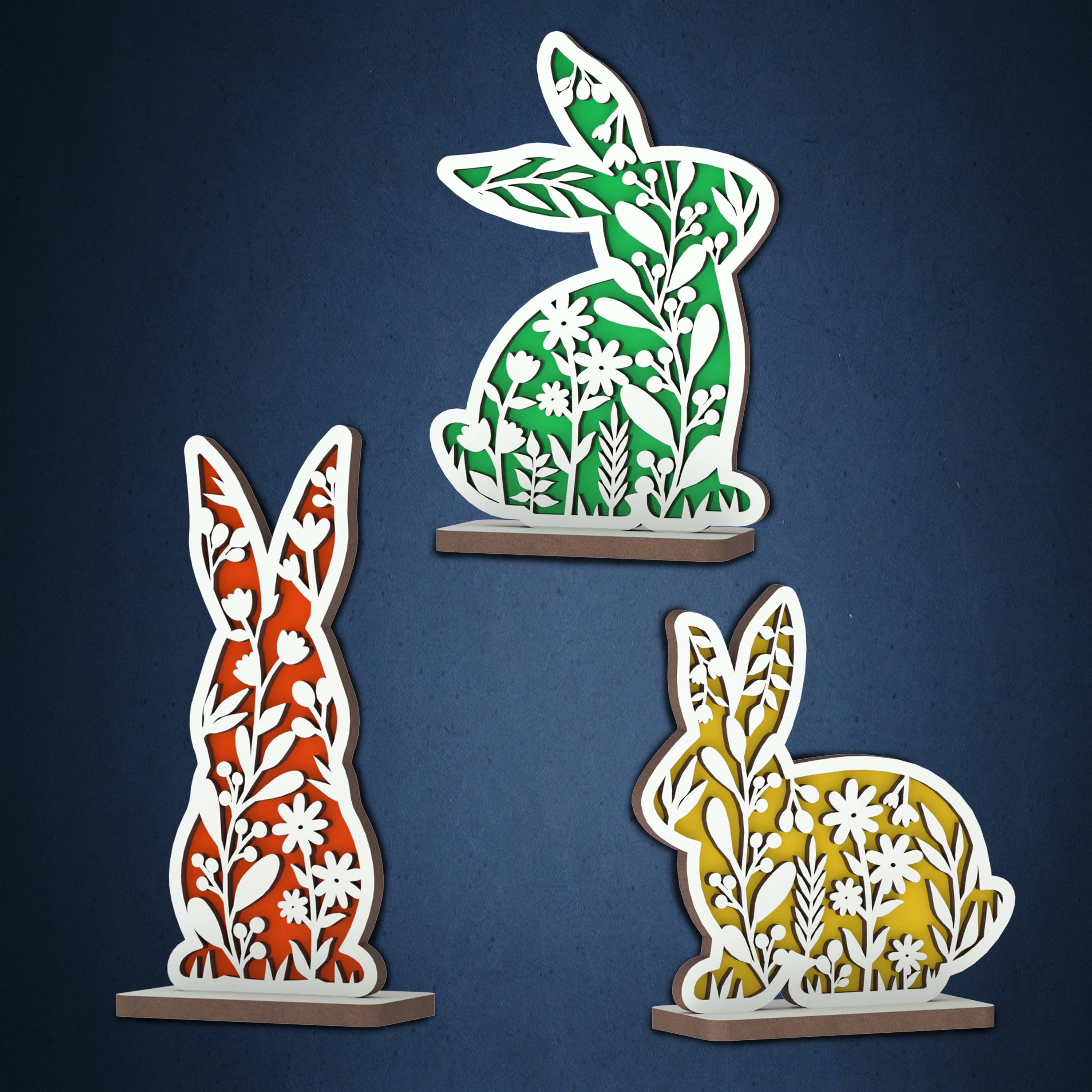 Easter Laser Cut Files Rabbits SVG Easter Bunny Laser Cut Floral Bunny ...