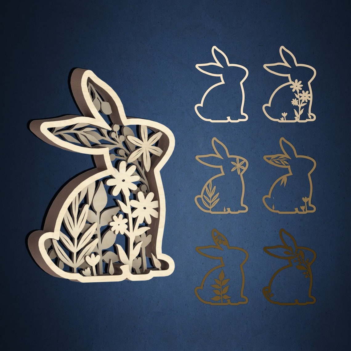 Ostern Laser Cut Dateien Hase SVG Blumen Bunny Multilayer Digital ...