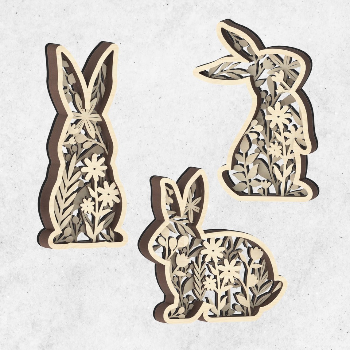 Ostern Laser Cut Dateien Hase SVG Blumen Bunny Multilayer Digital ...