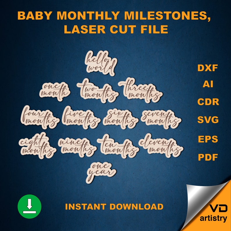 Baby Monthly Milestone Dxf File for Laser CNC SVG Plan Laser Cut File ...