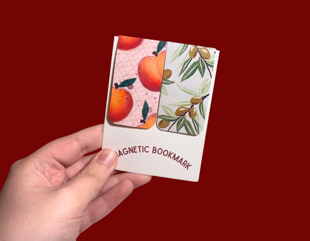 Olive & Peach Magnetic Bookmarks – Set of 2 | Botanical Watercolour ...