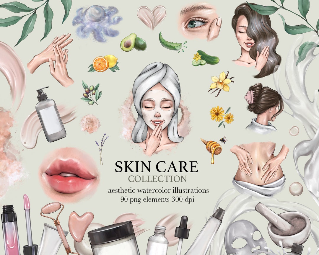 SKIN CARE Clipart, Aesthetic Self Care Png, Spa Day Illustration ...