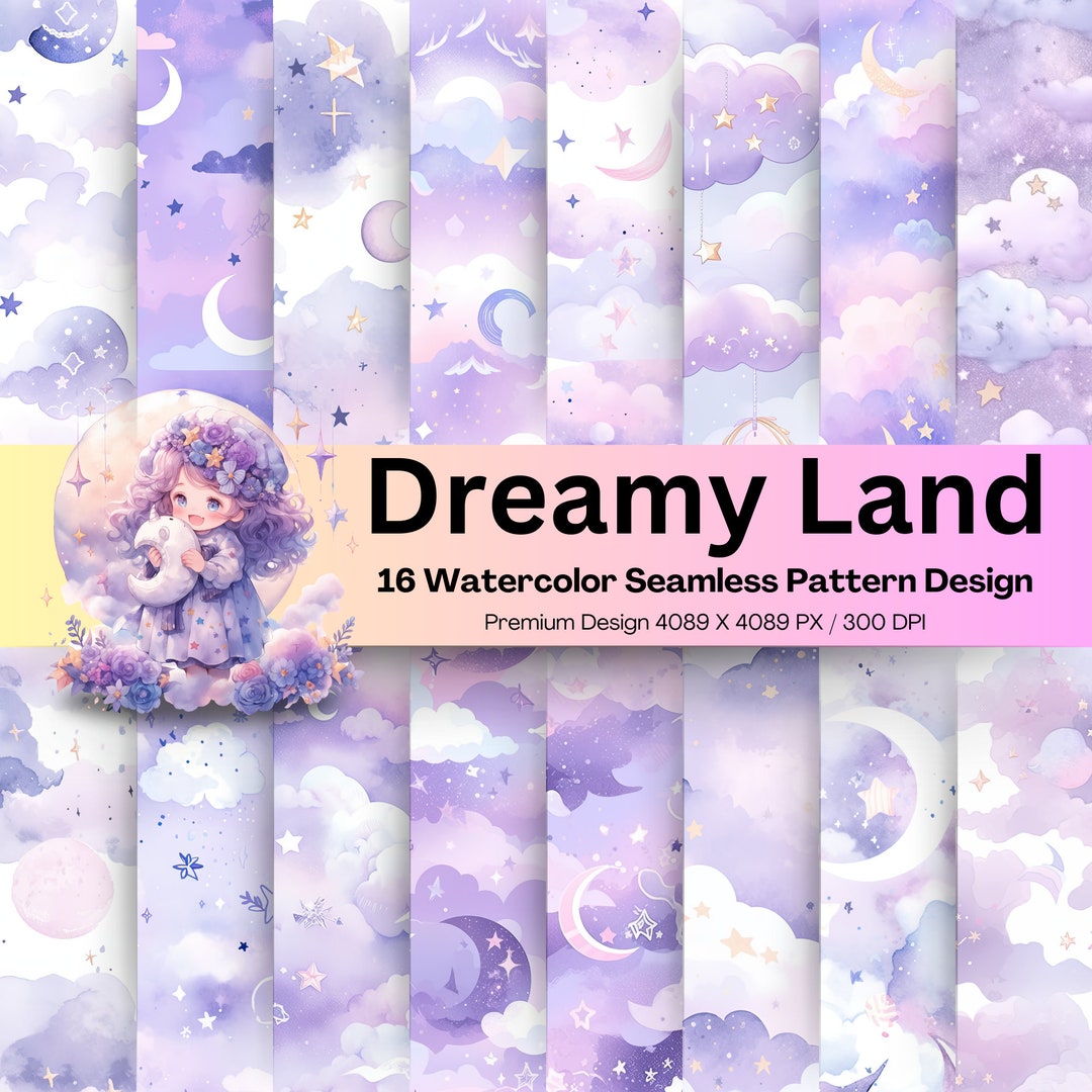 16 Watercolor Clouds Seamless Pattern - Scrapbook Papers - Digital ...