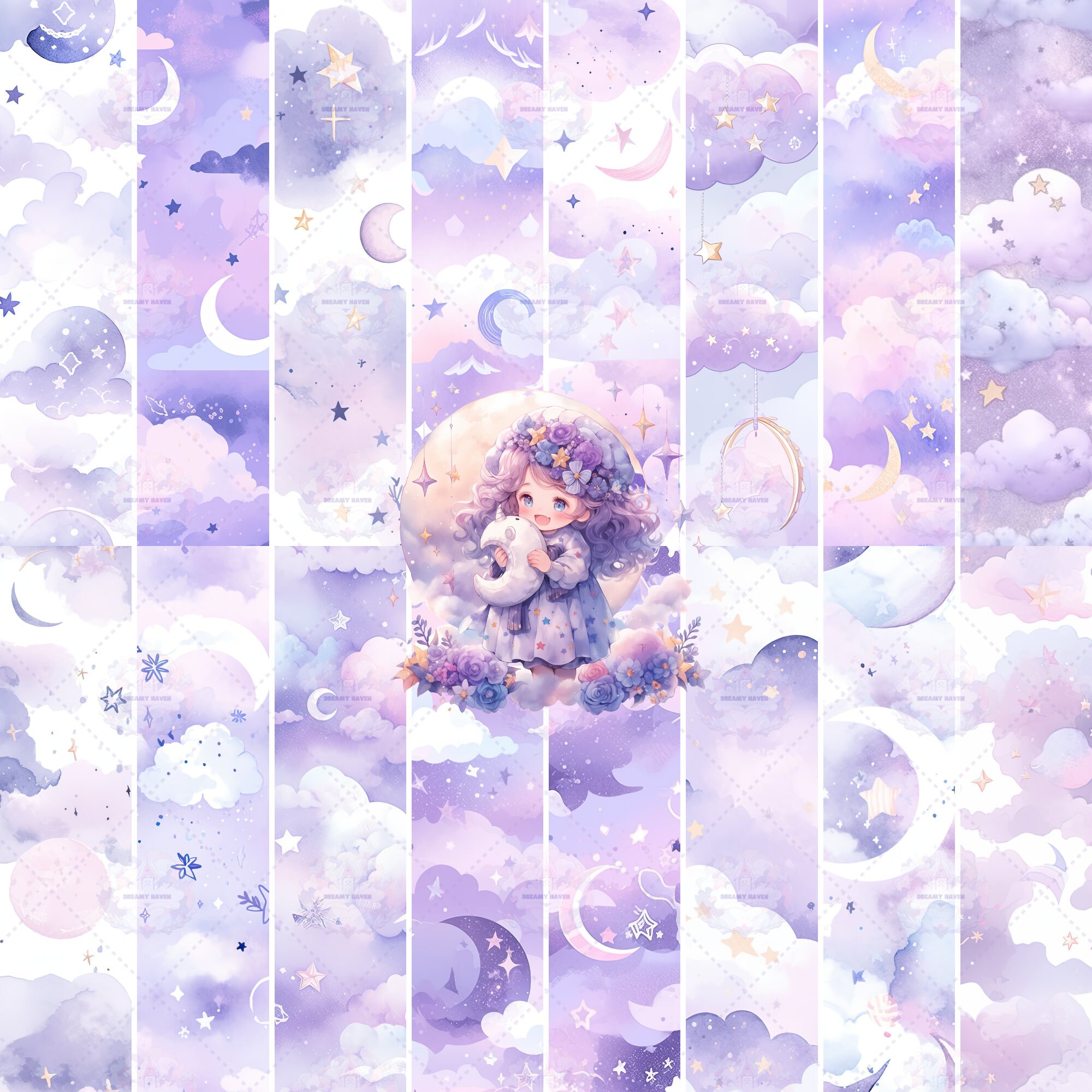 16 Watercolor Clouds Seamless Pattern - Scrapbook Papers - Digital ...