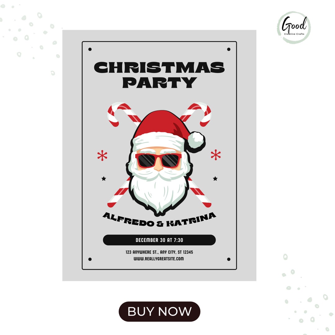 Digital Christmas Party Invitation, Christmas Announcemen, Editable E ...