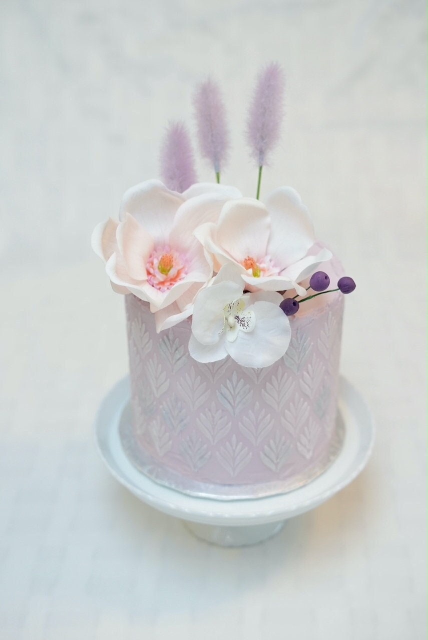 Faux Wedding, Celebration Cake With Flower Decoration, 7x6, Silver and ...