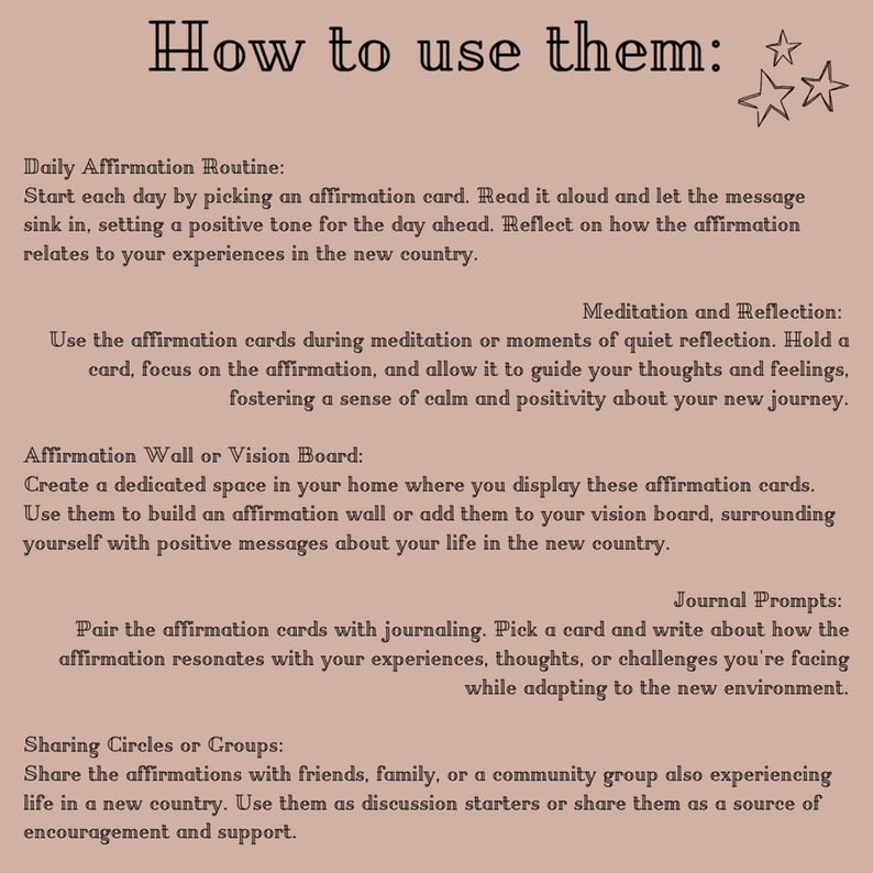 20 Printable Affirmation Cards About Living and Working in a Different ...