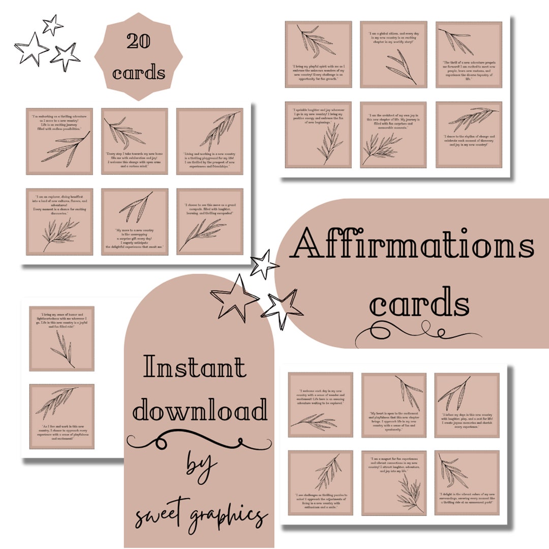 20 Printable Affirmation Cards About Living and Working in a Different ...
