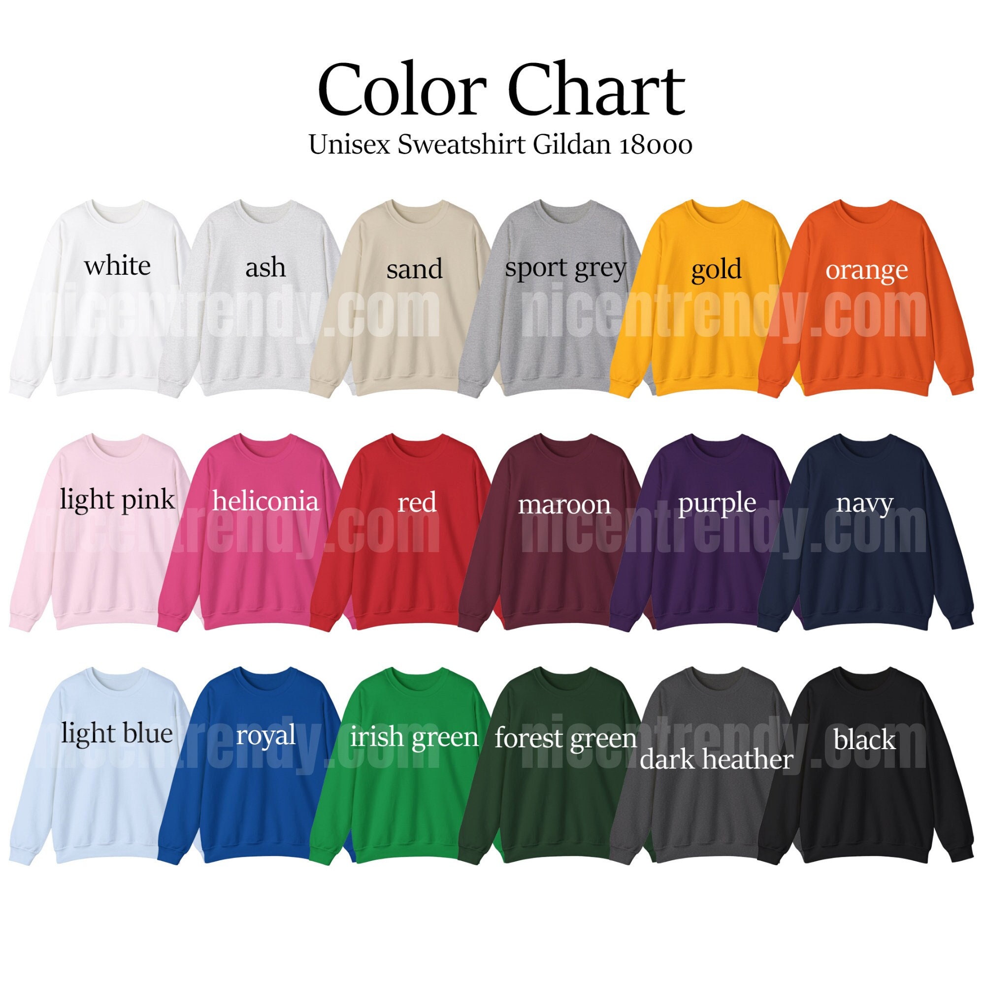 Gildan 18000 Duplium Canada Color Chart, Gildan Color Chart, Gildan ...
