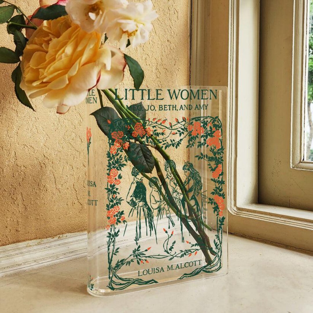 Little Women Book Vase, Acrylic Flower Vase for Book Lovers, Literary ...