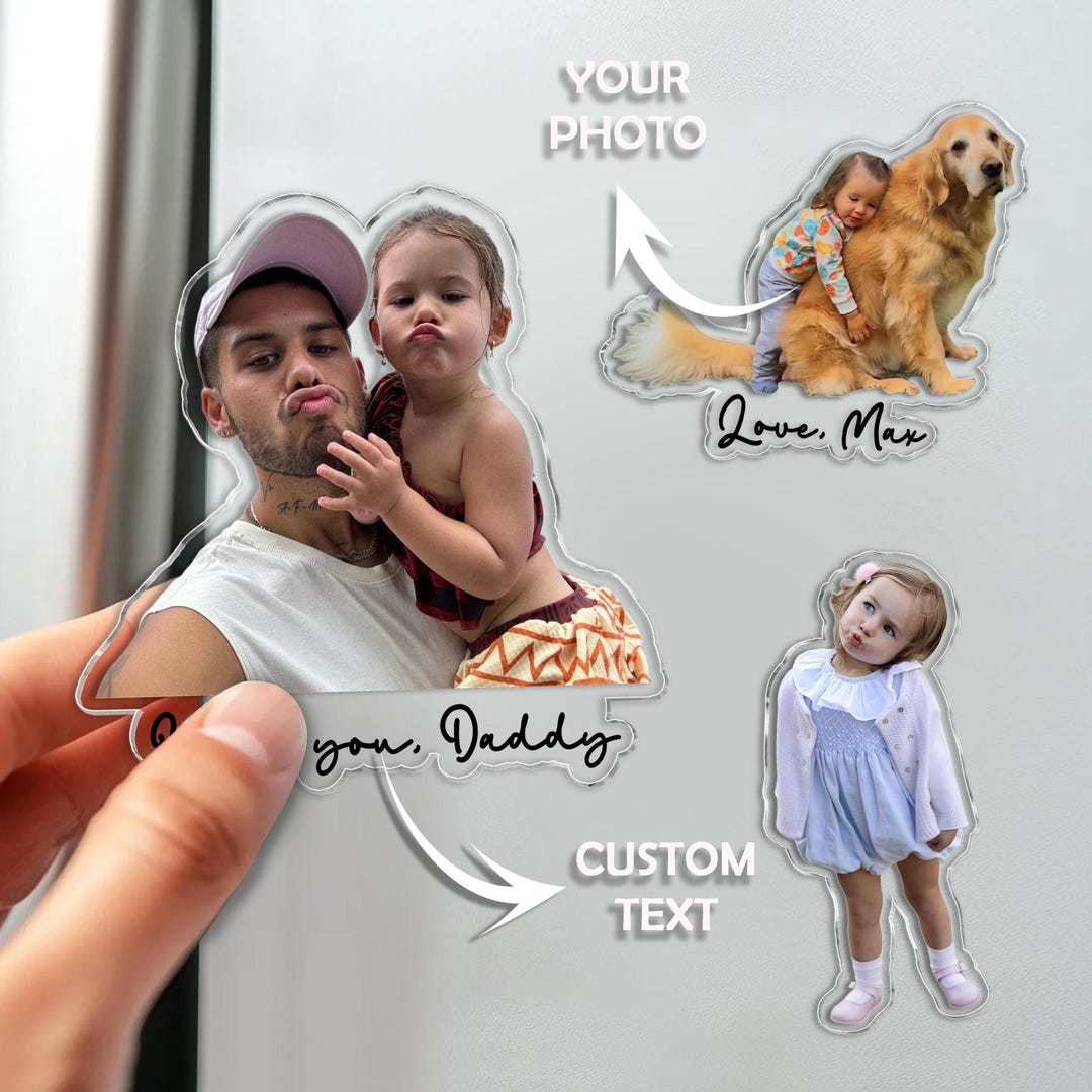 Custom Photo Magnet, Dad and Kids Photo Magnet Gift, Family Photo ...