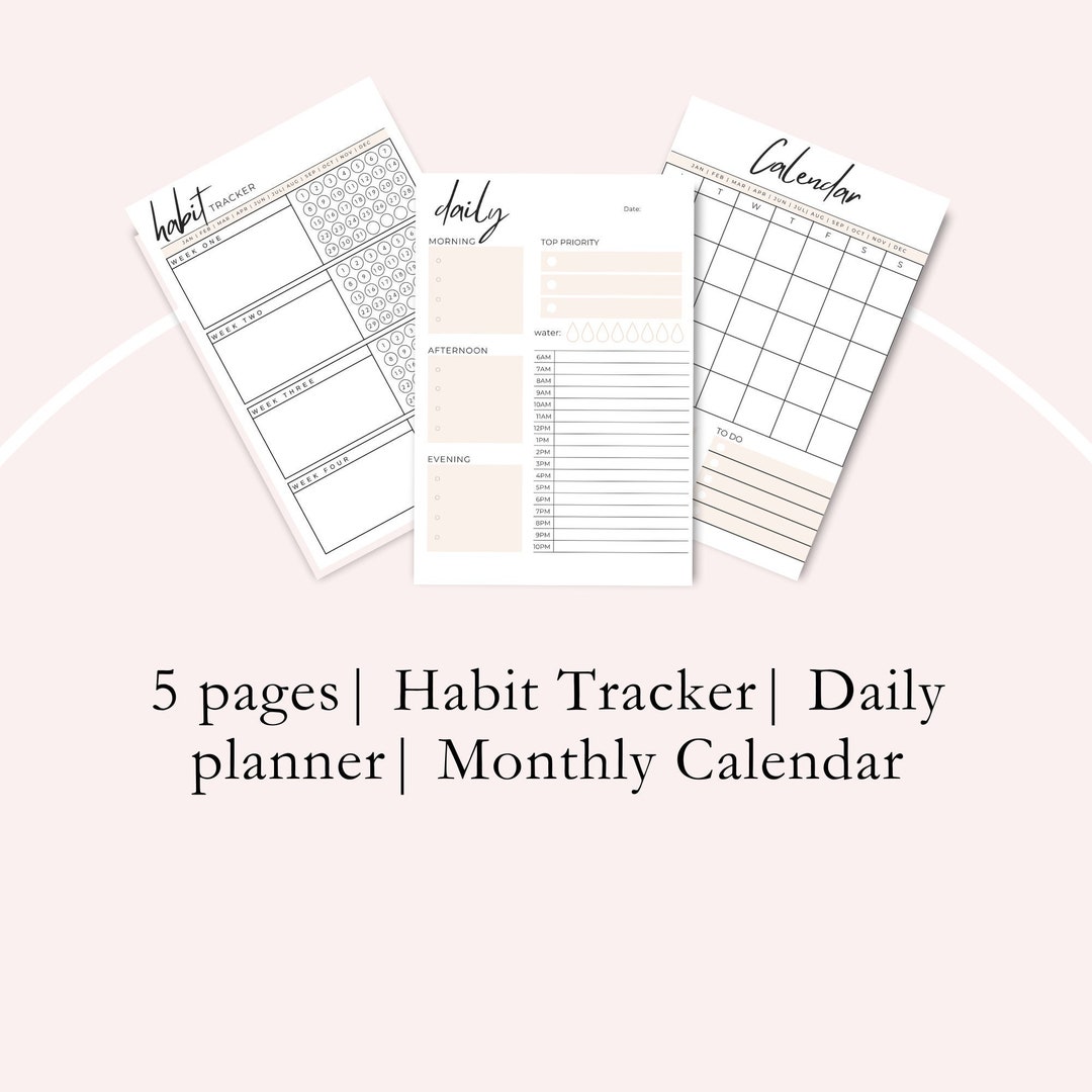5 Page Neutral Tone Minimalist Printable Planner to Fit Your Everyday ...