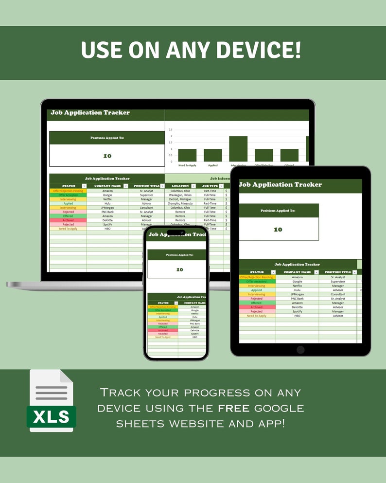 Ultimate Job Application Tracker for Excel and Google Sheets, Job ...