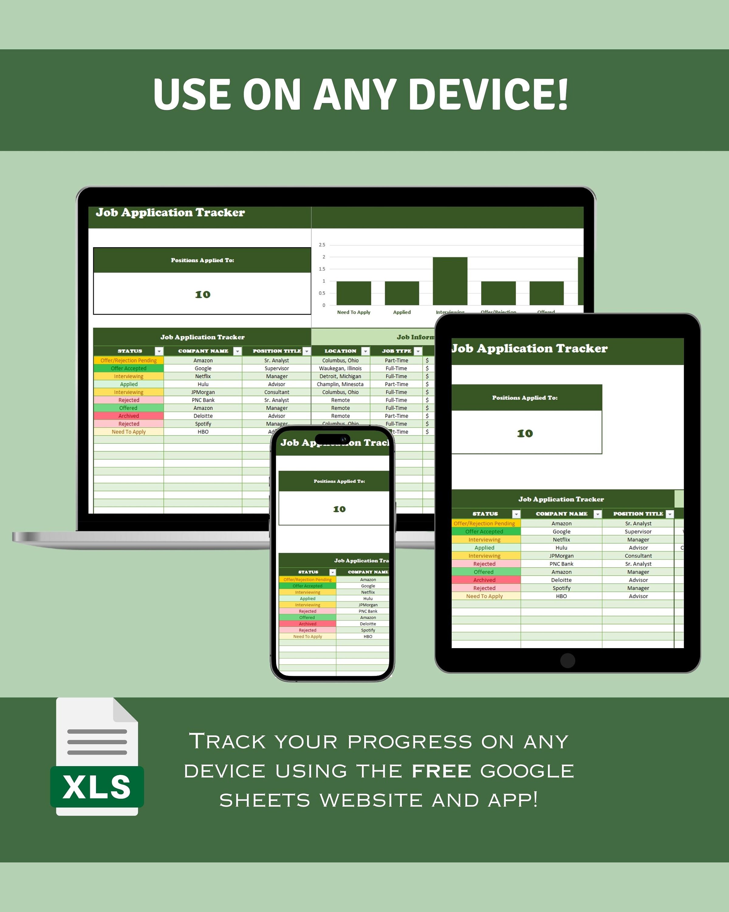 Ultimate Job Application Tracker for Excel and Google Sheets, Job ...