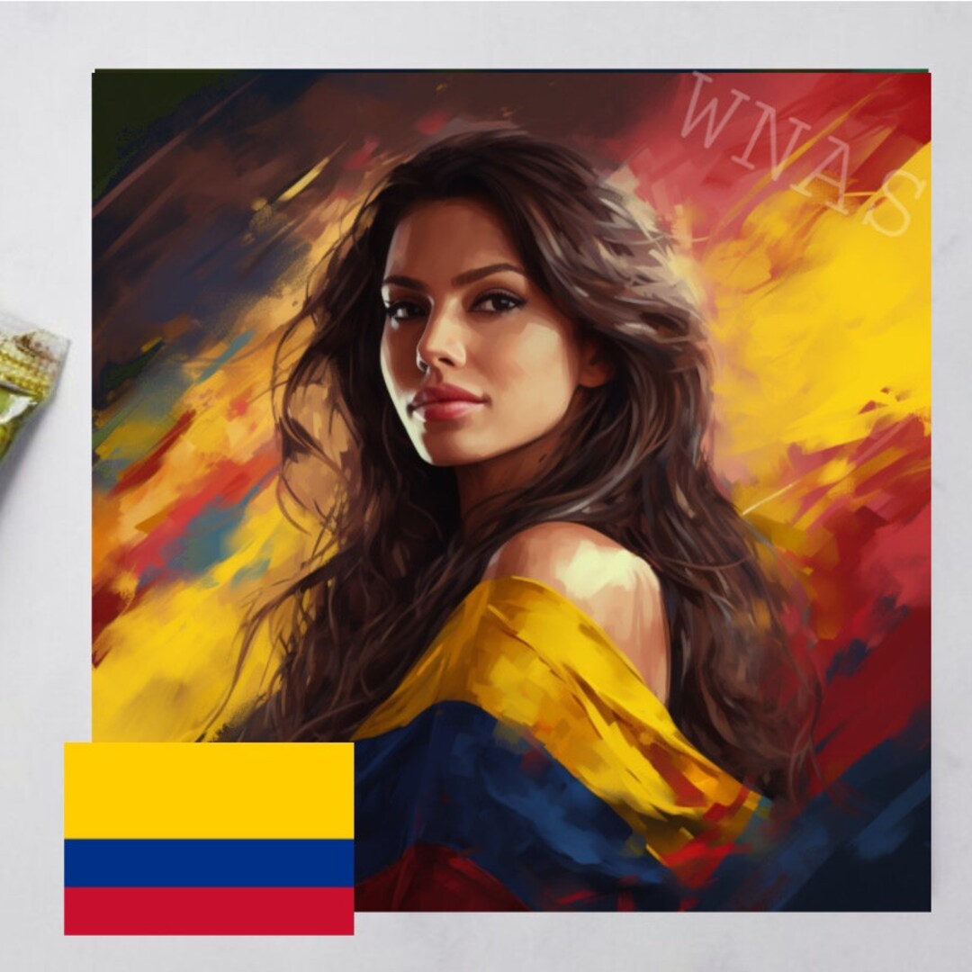 Colombian Woman, Woman Representing Colombia Canvas, Woman Covered With ...