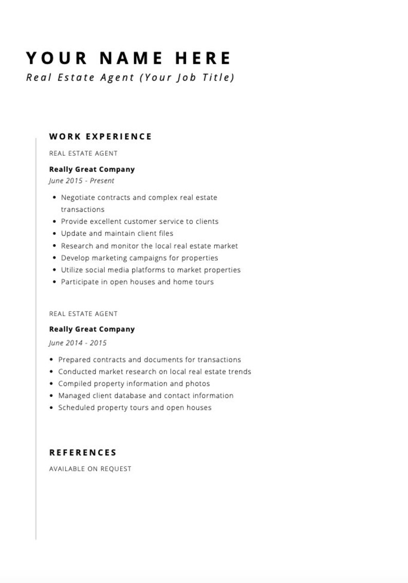 RESUME/CV TEMPLATE - Etsy