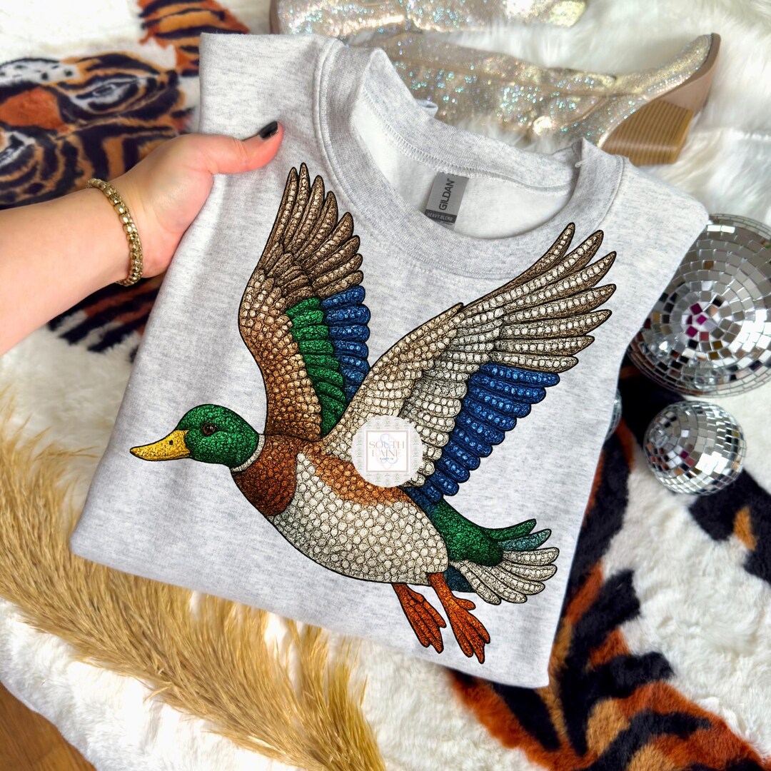 Faux Rhinestone Mallard Duck Flying PNG - Etsy