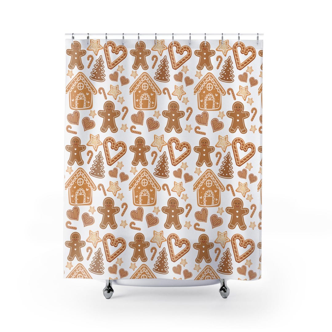 Cutesy Gingerbread Christmas Shower Bathroom Curtains - Etsy