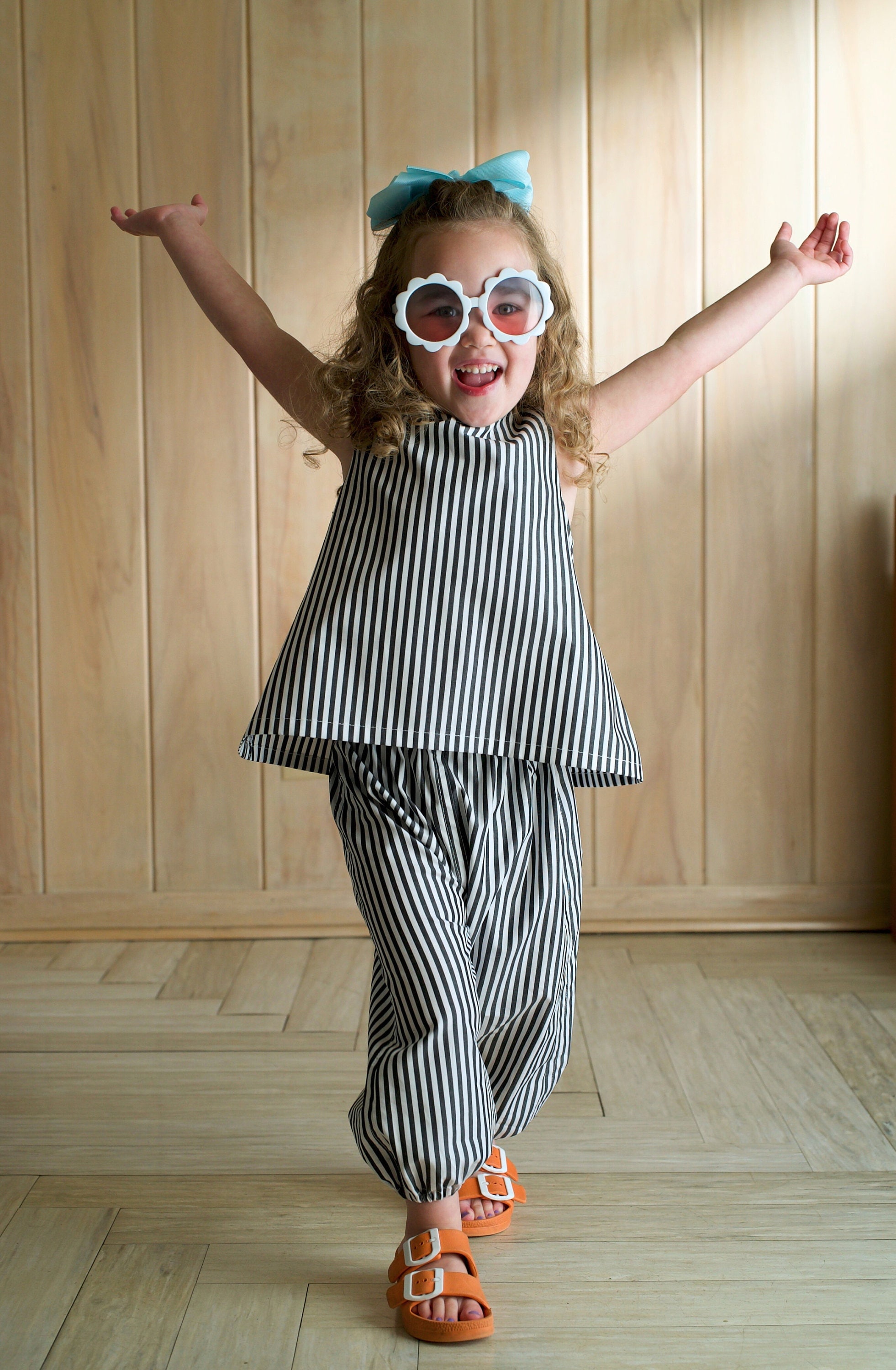 Hand Made Striped Cotton Button Back Top and Pant Set, Cotton Kids ...