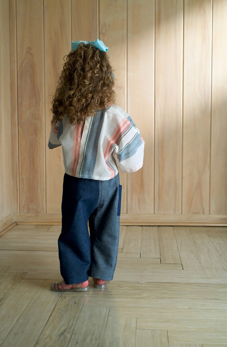 Handmade Two Tone Wide Leg Pull-on Jeans - Toddler & Kids Unisex Cotton ...