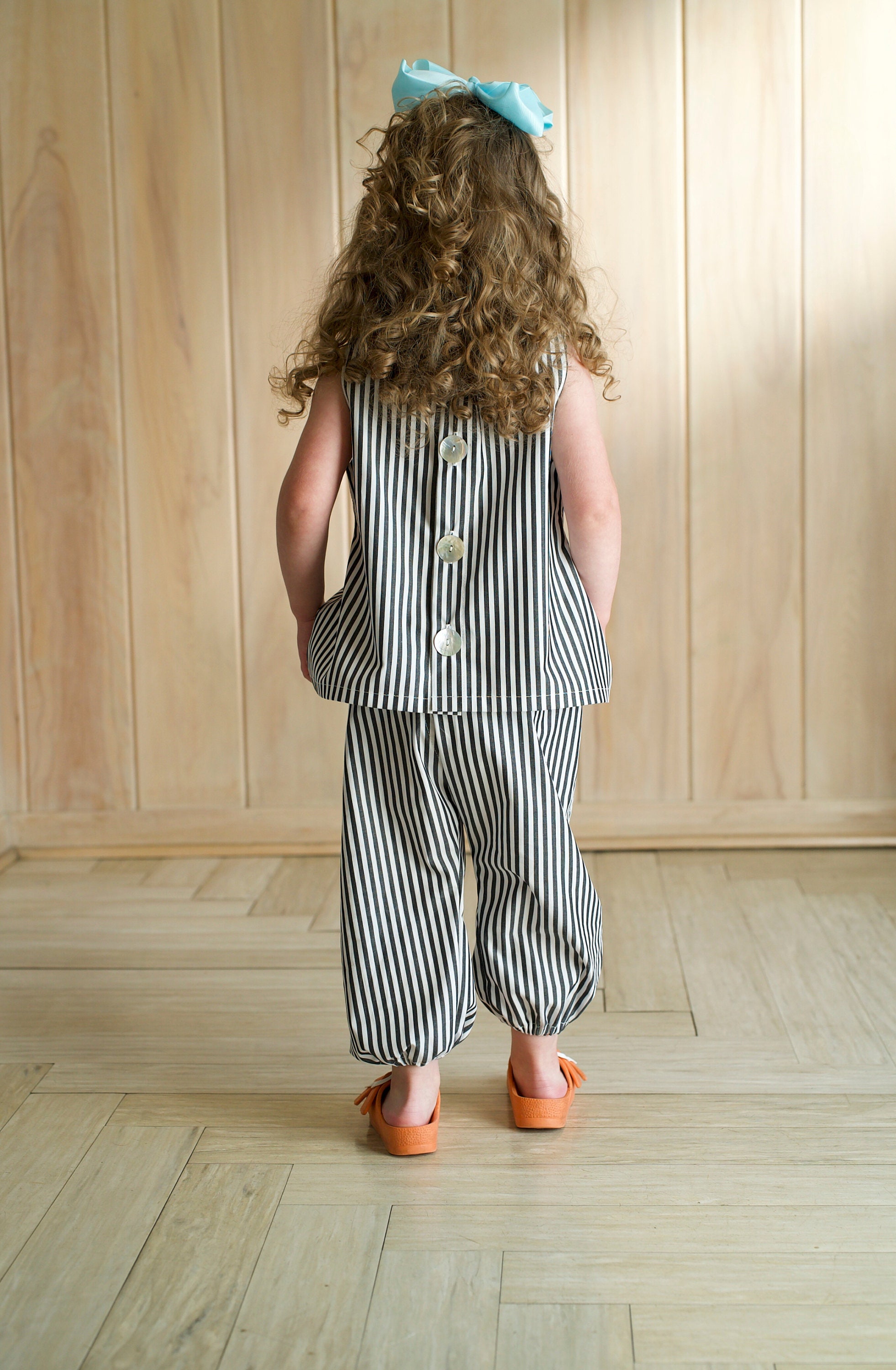 Hand Made Striped Cotton Button Back Top and Pant Set, Cotton Kids ...
