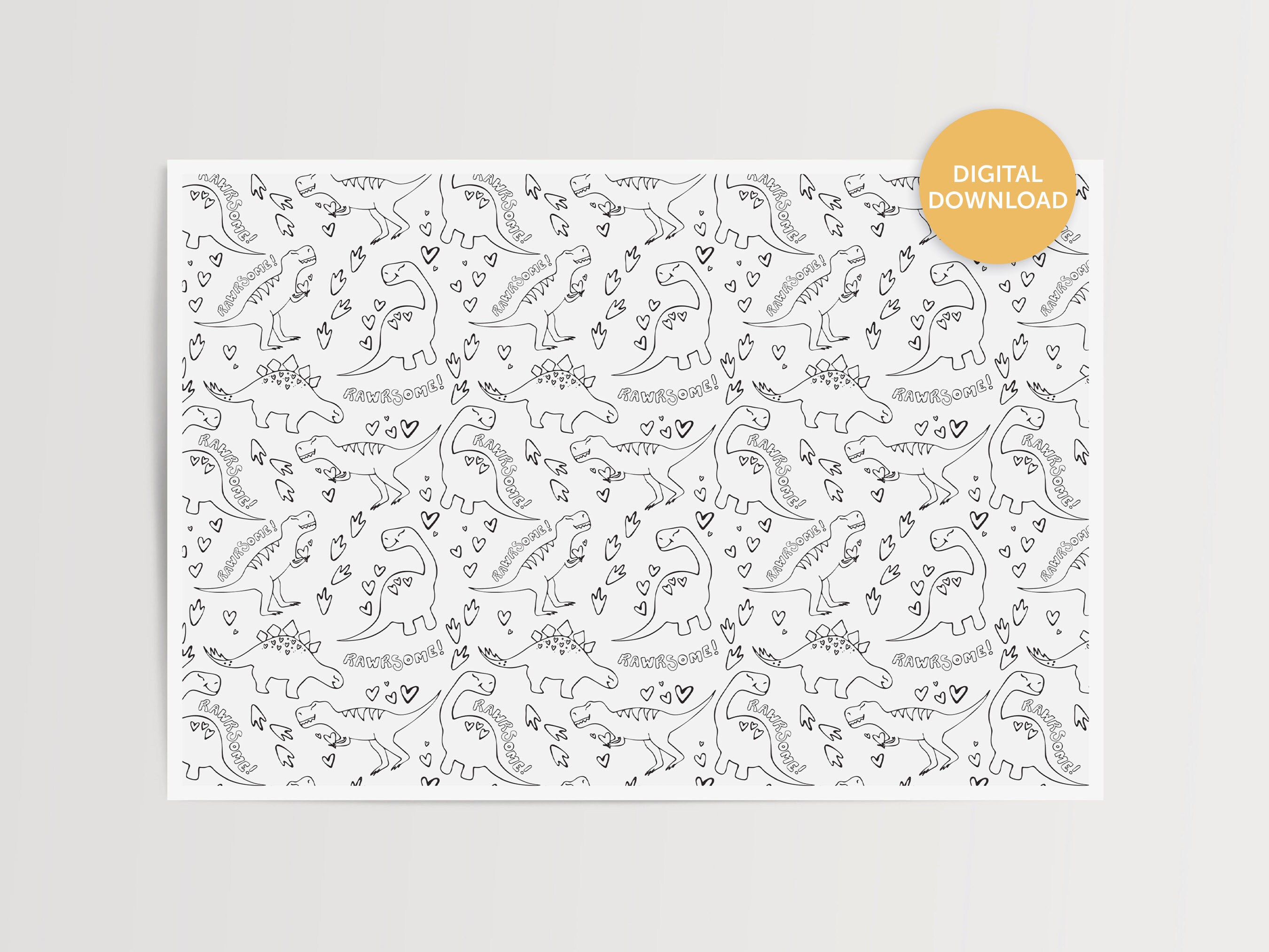 Large Dinosaur Coloring Poster, Printable Dinosaur Coloring Page ...