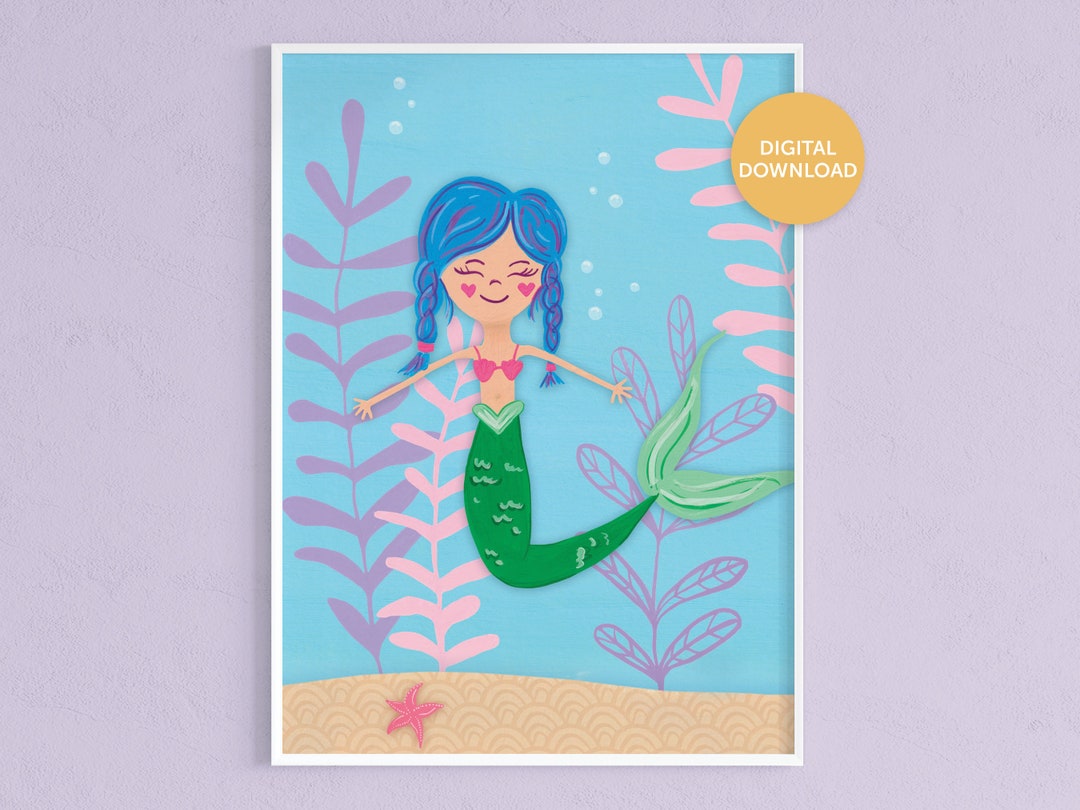 Mermaid Wall Art, Mermaid Art Print, Nursery Decor, Mermaid Nursery ...