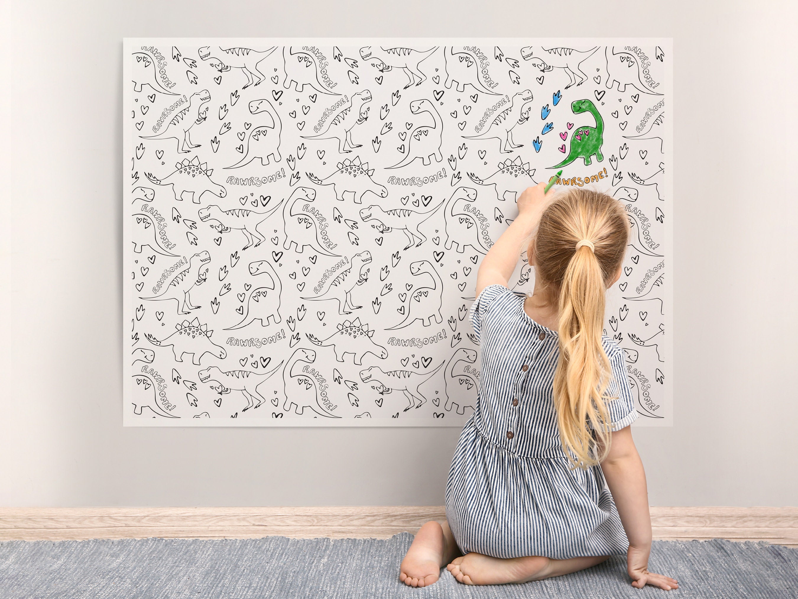 Large Dinosaur Coloring Poster, Printable Dinosaur Coloring Page ...