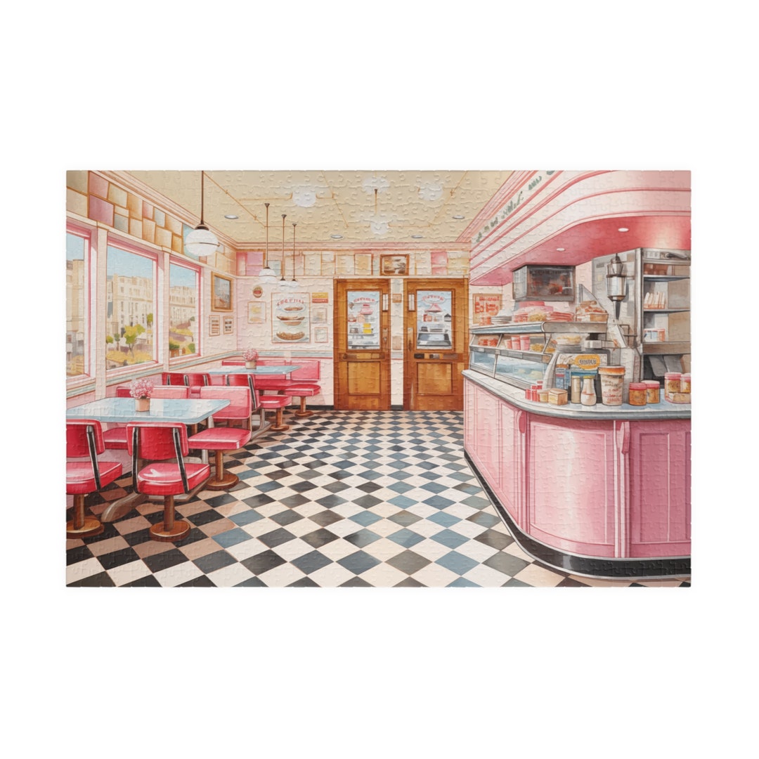 Retro Sweet Treats Diner Watercolor Puzzle - 1000 Pieces (110, 252, 520 ...