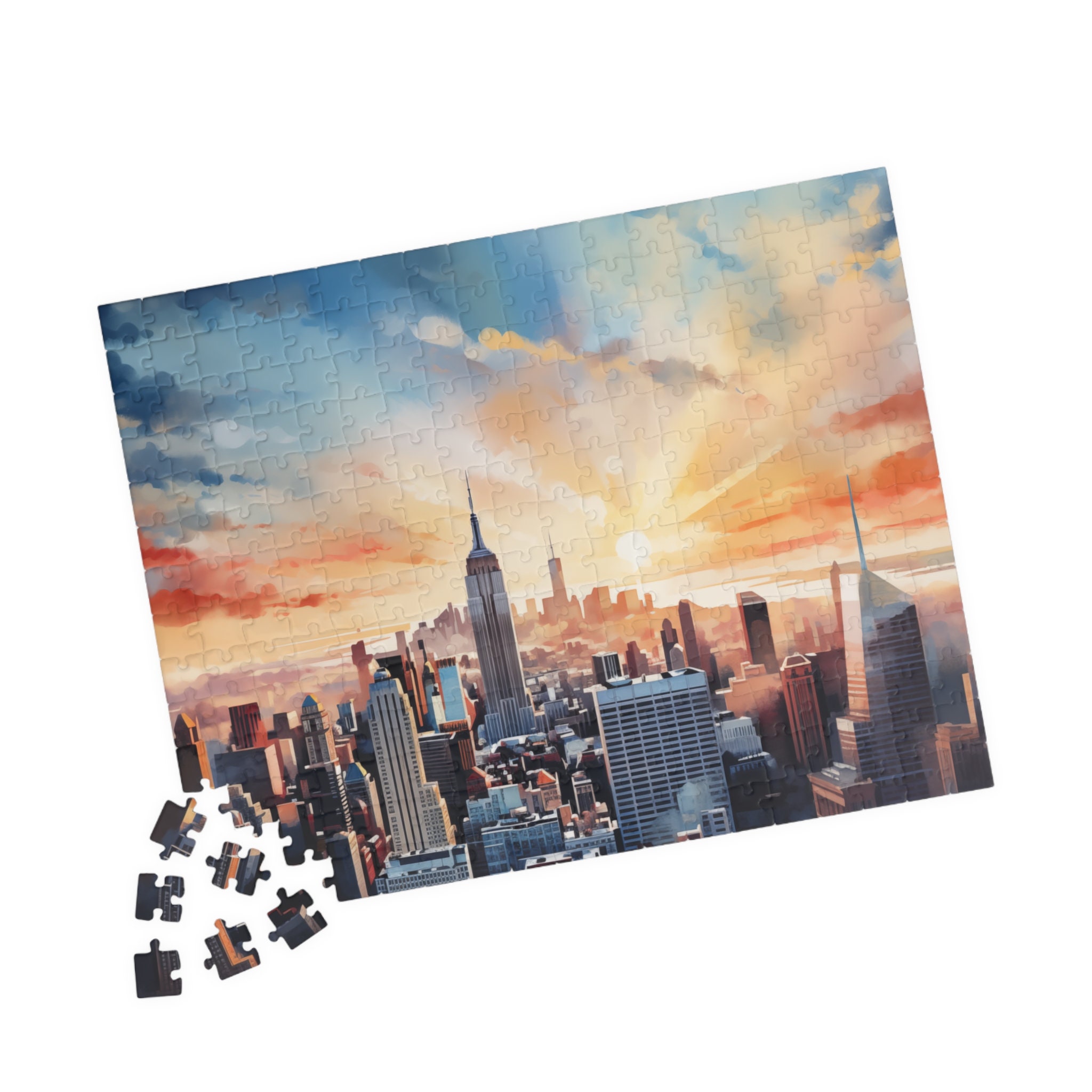 Urban Dawn New York City Watercolor Puzzle 252, 520, 1014 Pieces, Adult ...
