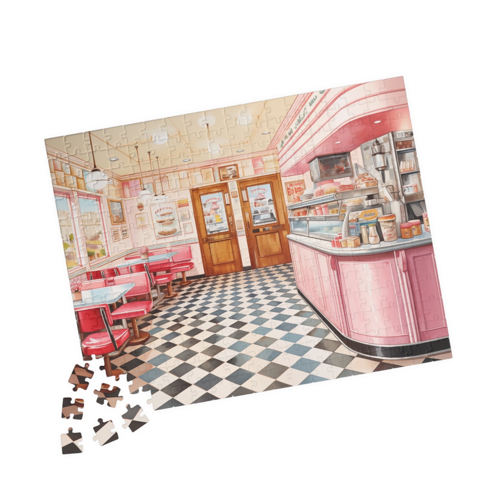Retro Sweet Treats Diner Watercolor Puzzle - 1000 Pieces (110, 252, 520 ...