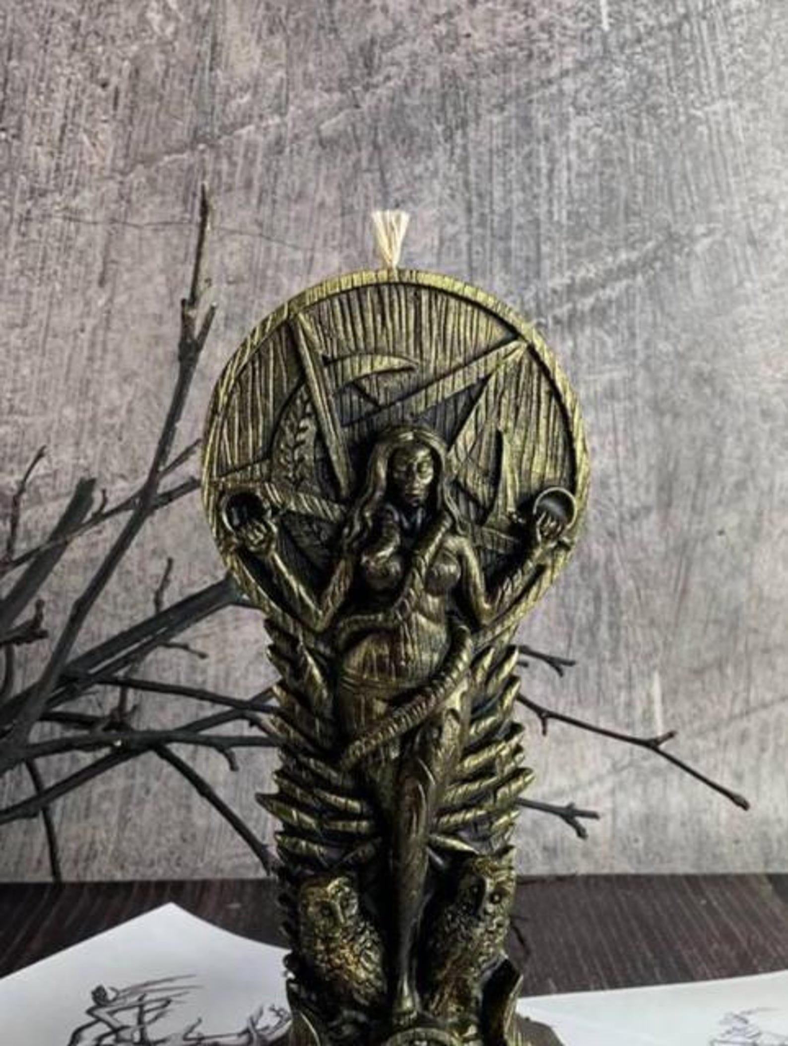 Lilith With Pentagram Candle – Black Wax Ritual Tool for Empowerment ...
