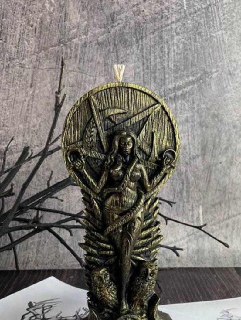 Lilith With Pentagram Candle – Black Wax Ritual Tool for Empowerment ...
