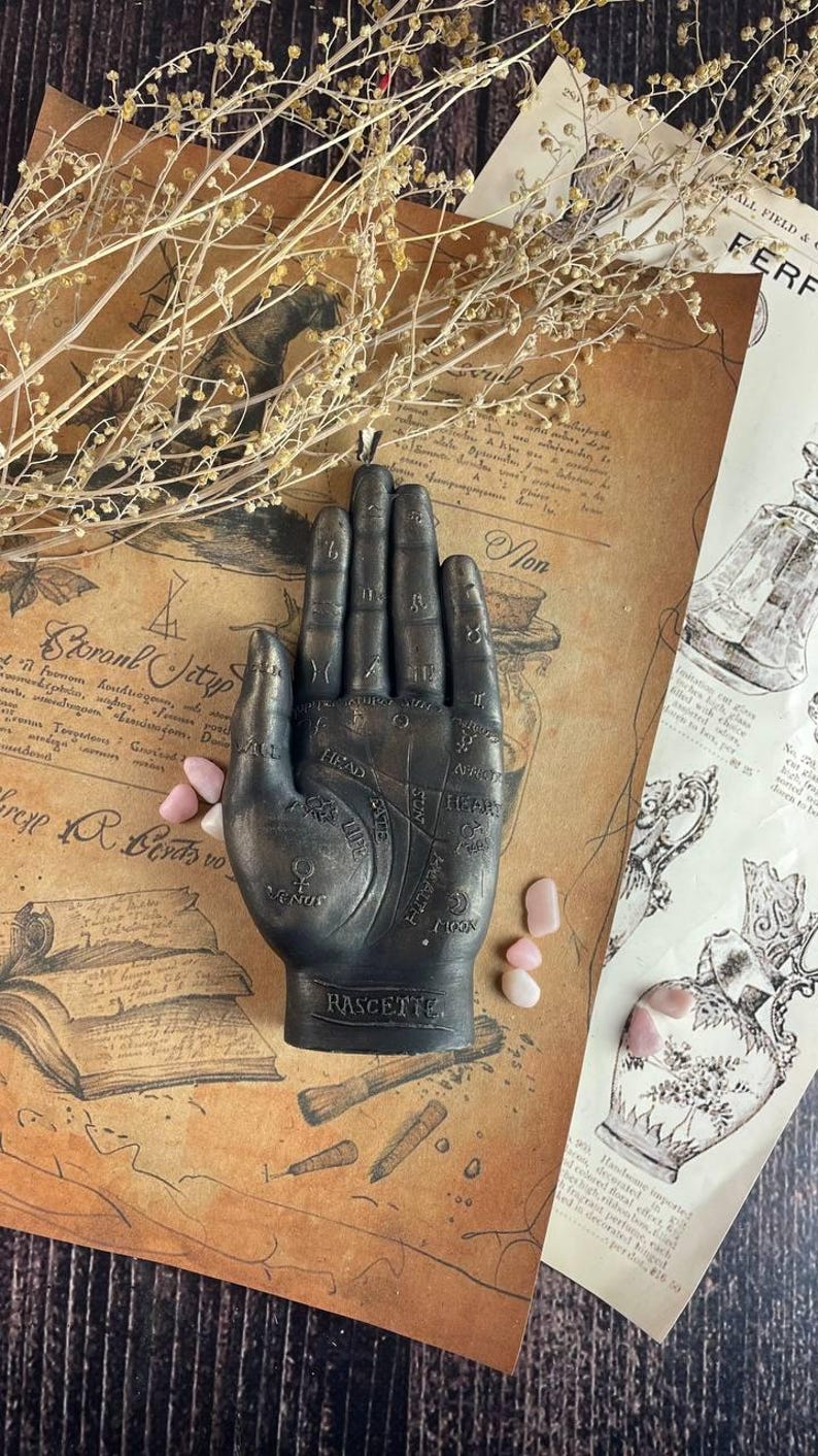 Black Beeswax Chiromancer Hand Candle for Protection Spells, Witchcraft ...