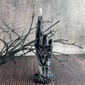 Baphomet Hand Candle – Mystical Black Wax for Protection and ...