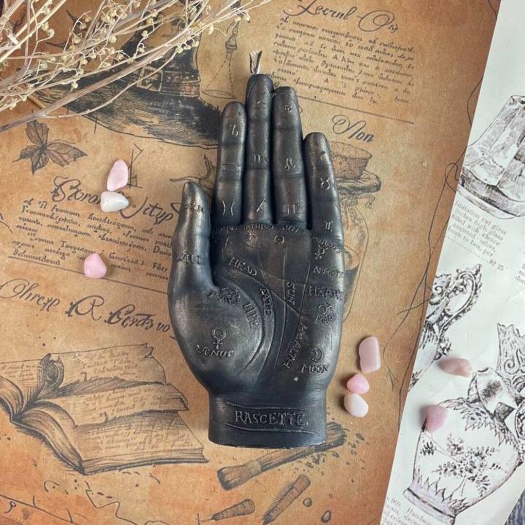 Black Beeswax Chiromancer Hand Candle for Protection Spells, Witchcraft ...